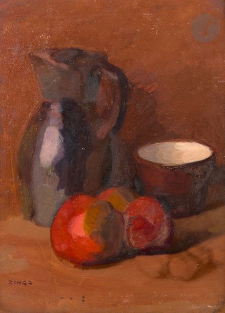 Jules Émile Zingg | Still life with pitcher and apples | MutualArt