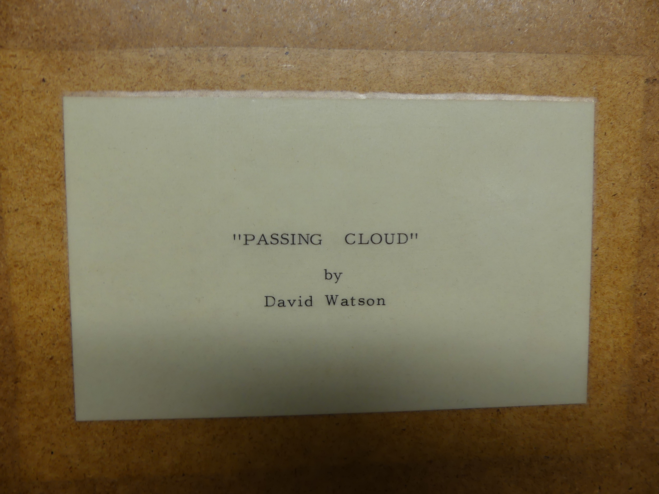 David Watson | David Watson - Passing Cloud | MutualArt