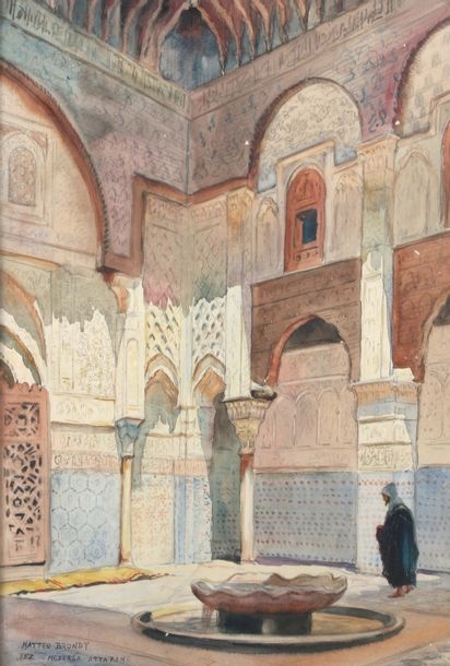 Matteo Brondy | Matteo BRONDY (1866-1944) La medersa Attarine à Fez ...