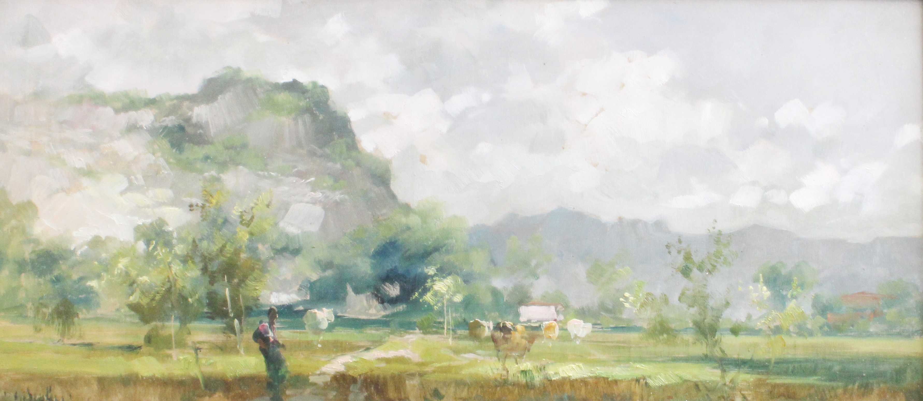 Italian School, 20th Century | Figure and sheep at rest in a sun ...