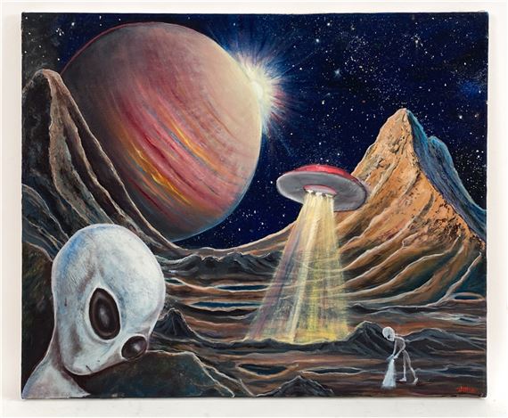 John Velez | ALIEN OR ALIEN ABDUCTEE ACRYLIC ON CANVAS | MutualArt