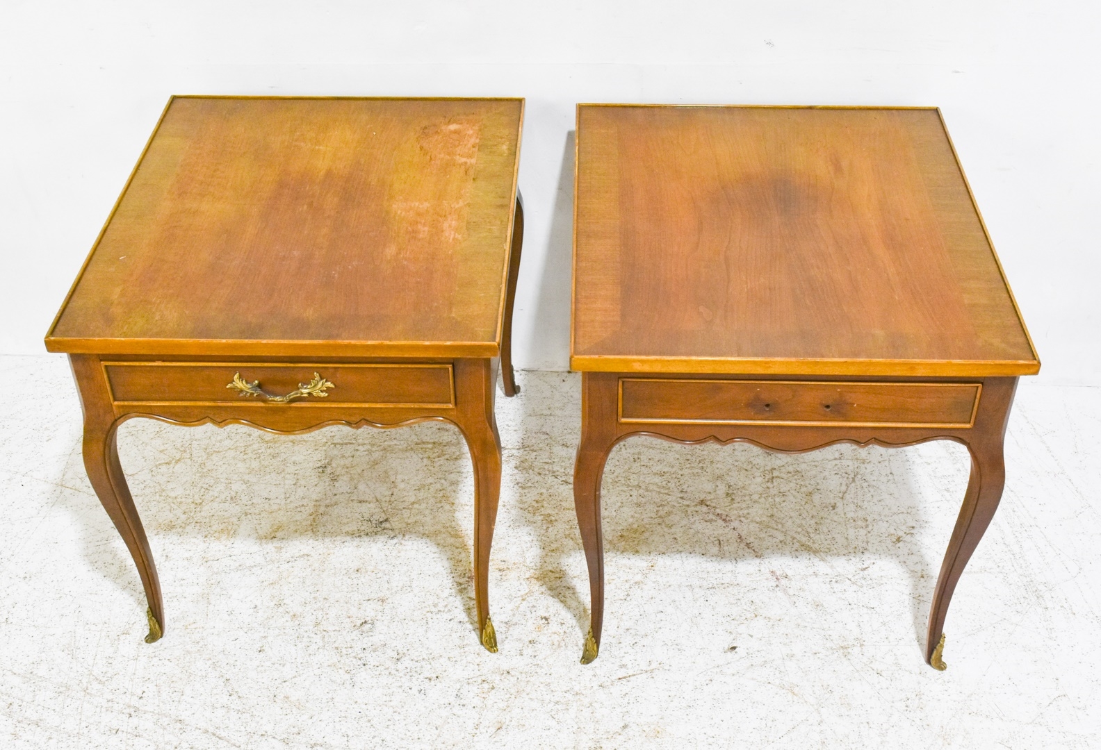 Unknown | Pair of Louis XV Style Brass Mounted Side Tables | MutualArt