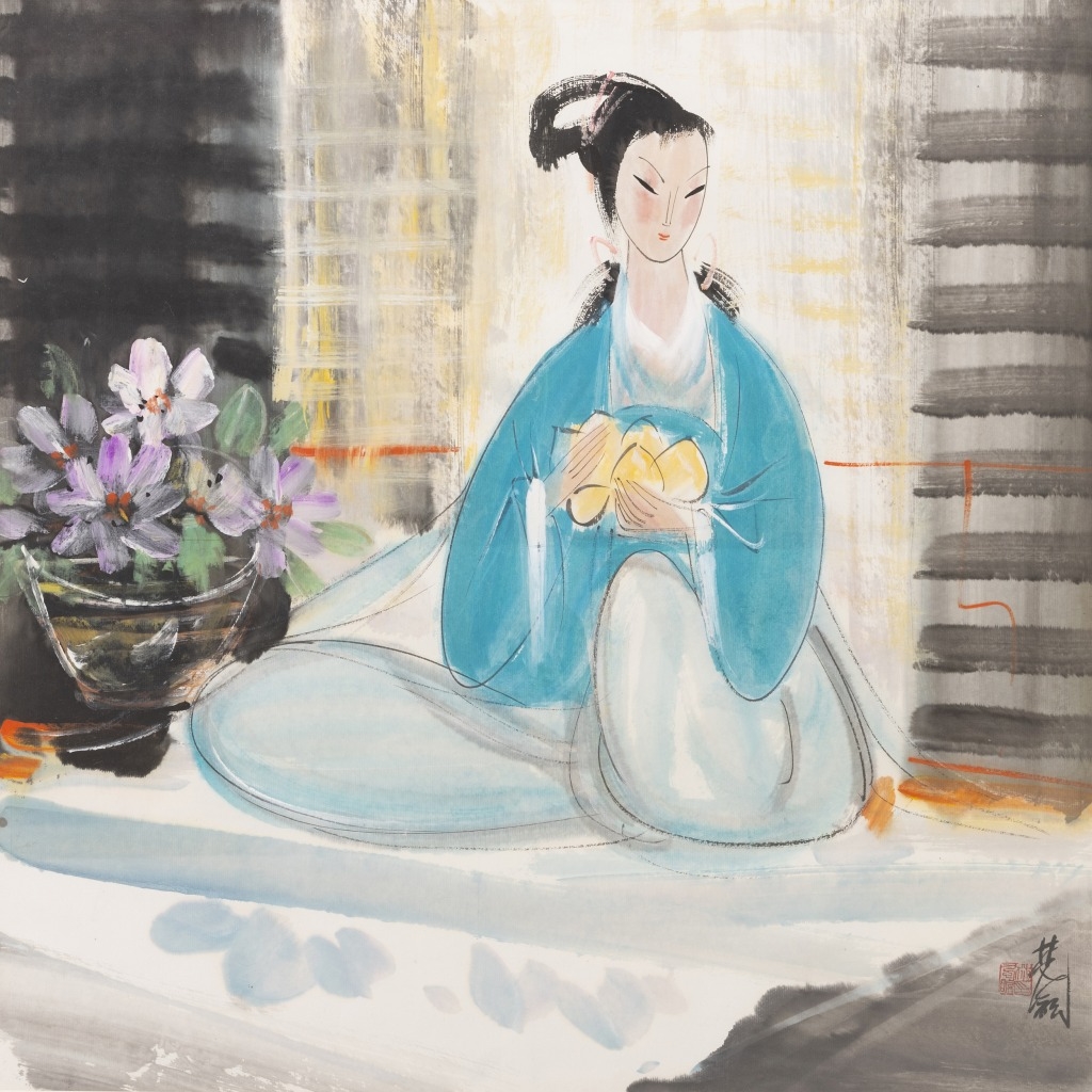 Lin Fengmian | BEAUTY WITH LOTUS | MutualArt