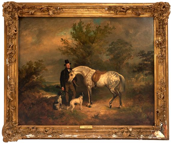 John Ferneley I | Portrait of Lord Craven with his Horse and Two ...