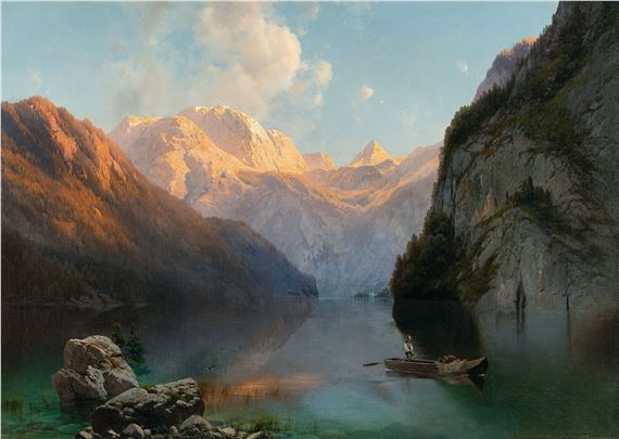 Karl Millner | Alpenglow on Lake König (1868) | MutualArt