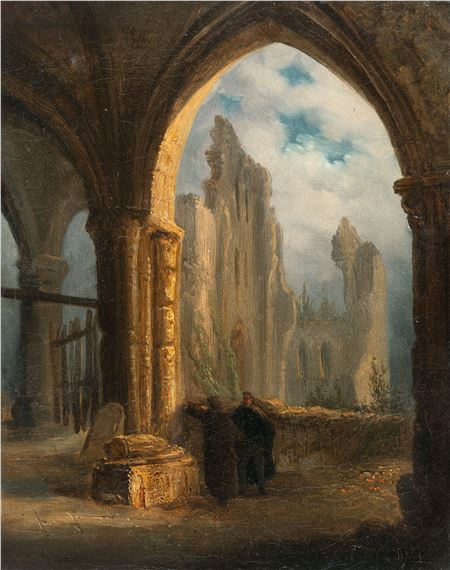 Carl Blechen | Gotische Kirchenruine mit Grabmal | MutualArt