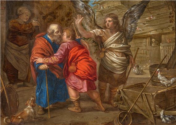 Flemish School, 16th Century | The Young Tobias Says Goodbye to his Family. | MutualArt