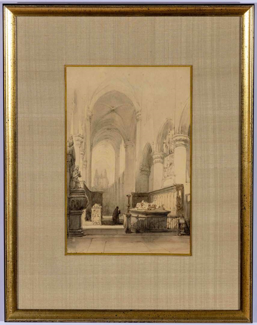 Johannes Bosboom | A church interior with a grave monument | MutualArt