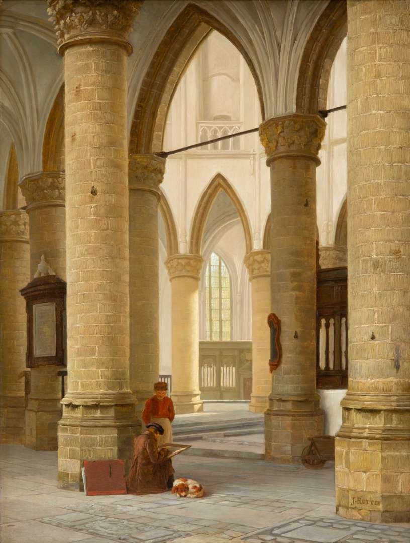 Johannes Rutten | An artist making sketches in the Grote Kerk in ...