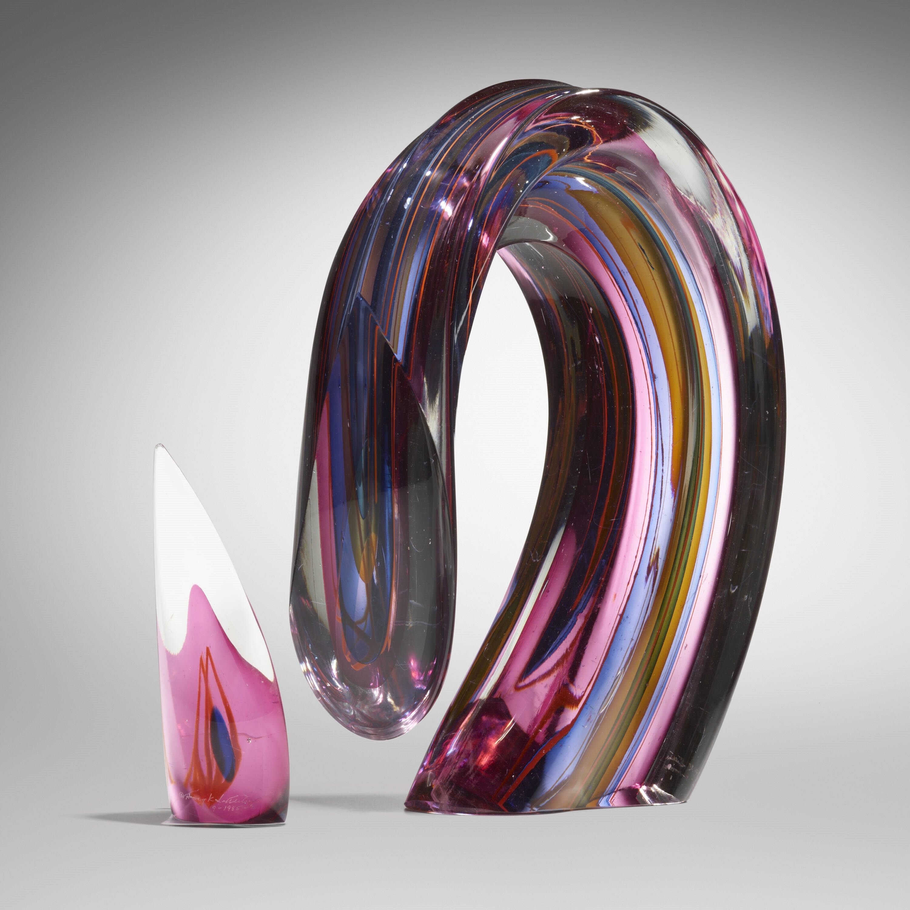 Harvey Littleton | Ruby Sliced Descending Form (1985) | MutualArt
