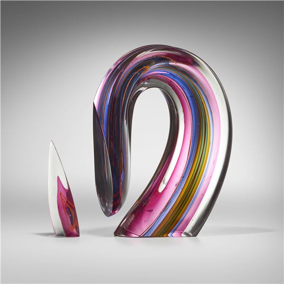 Harvey Littleton | Ruby Sliced Descending Form (1985) | MutualArt