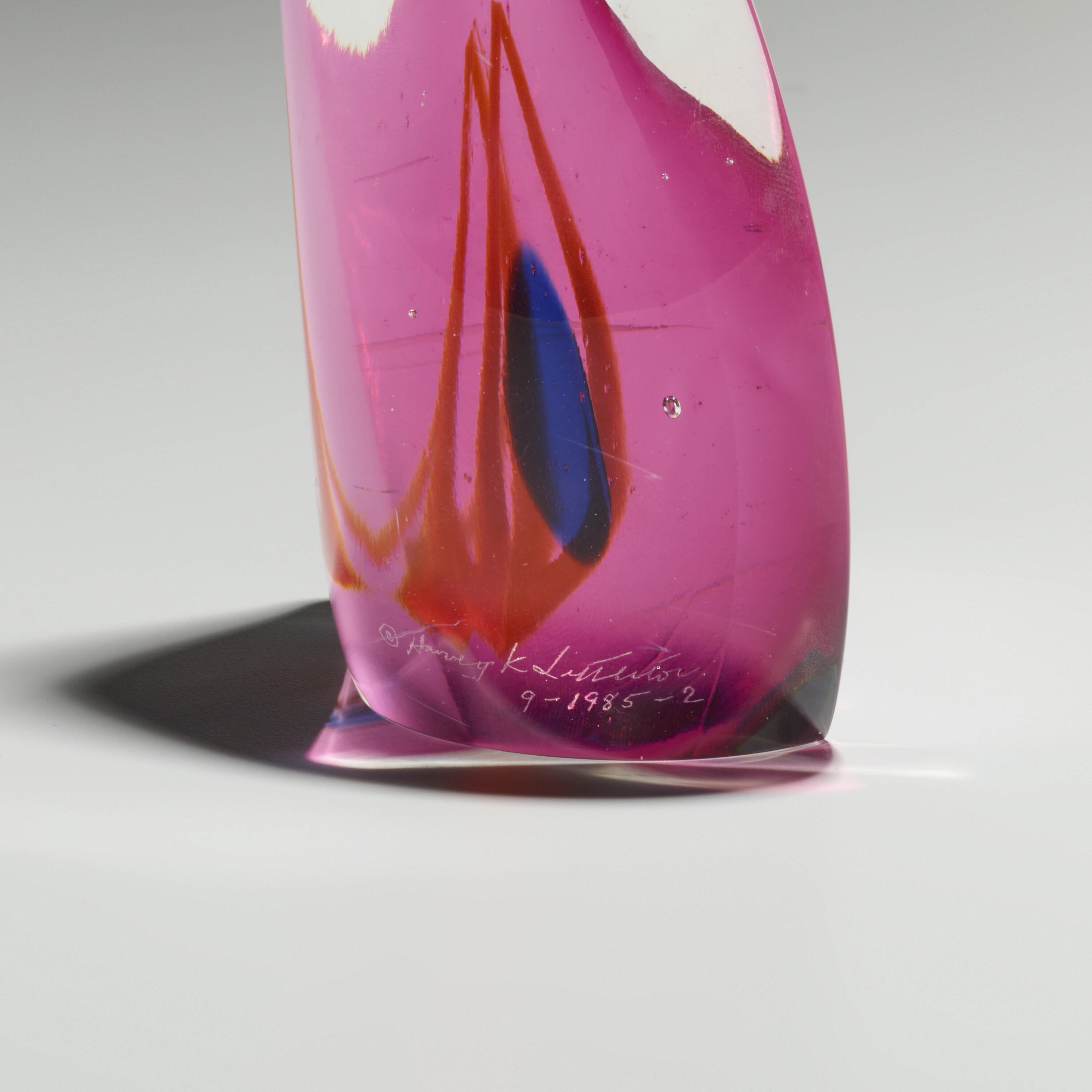 Harvey Littleton | Ruby Sliced Descending Form (1985) | MutualArt