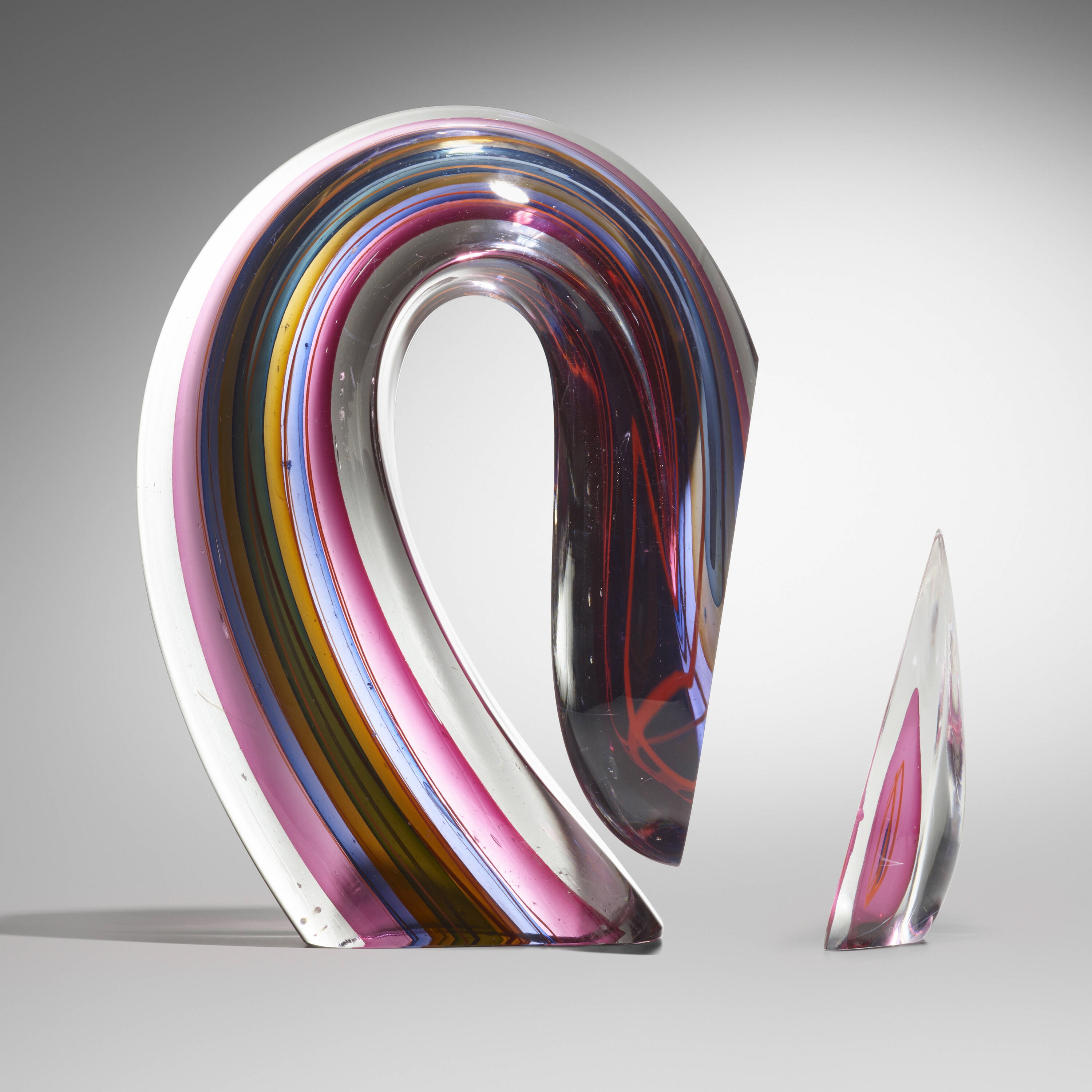 Harvey Littleton | Ruby Sliced Descending Form (1985) | MutualArt