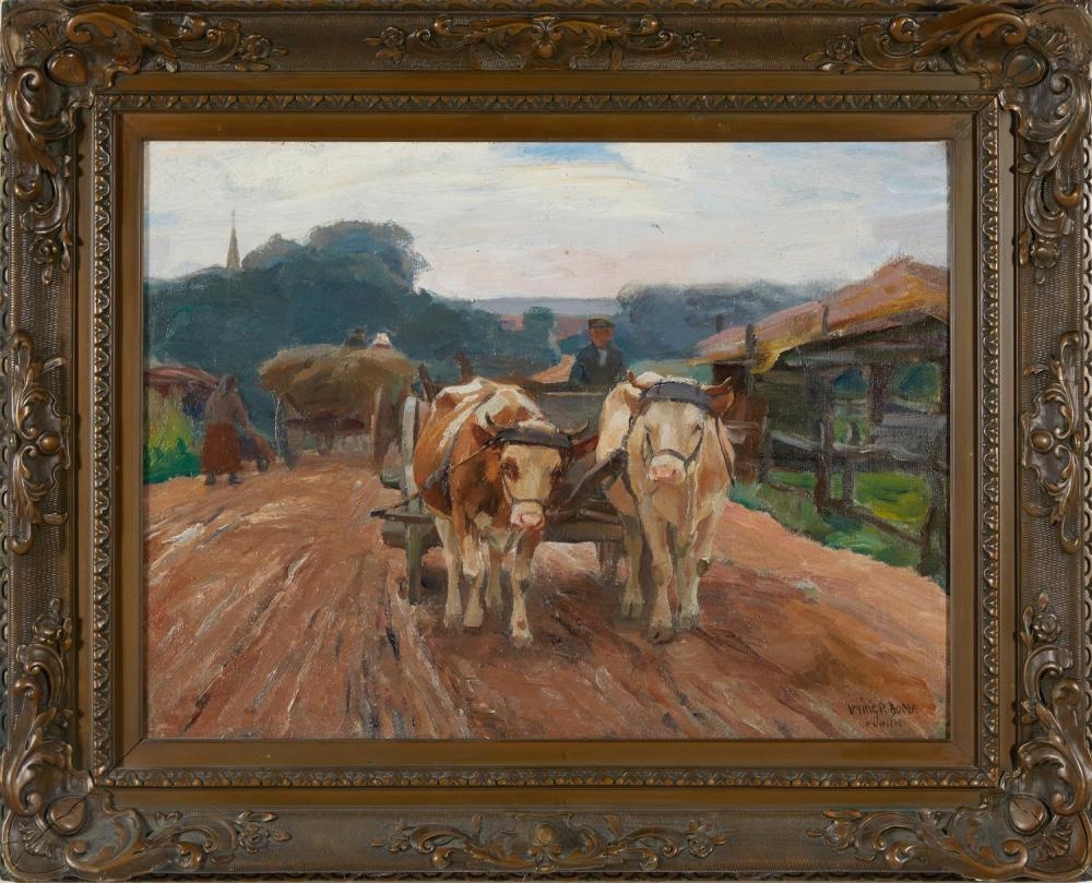 Irving Reuben Bacon | OXEN PULLING CART (1875) | MutualArt