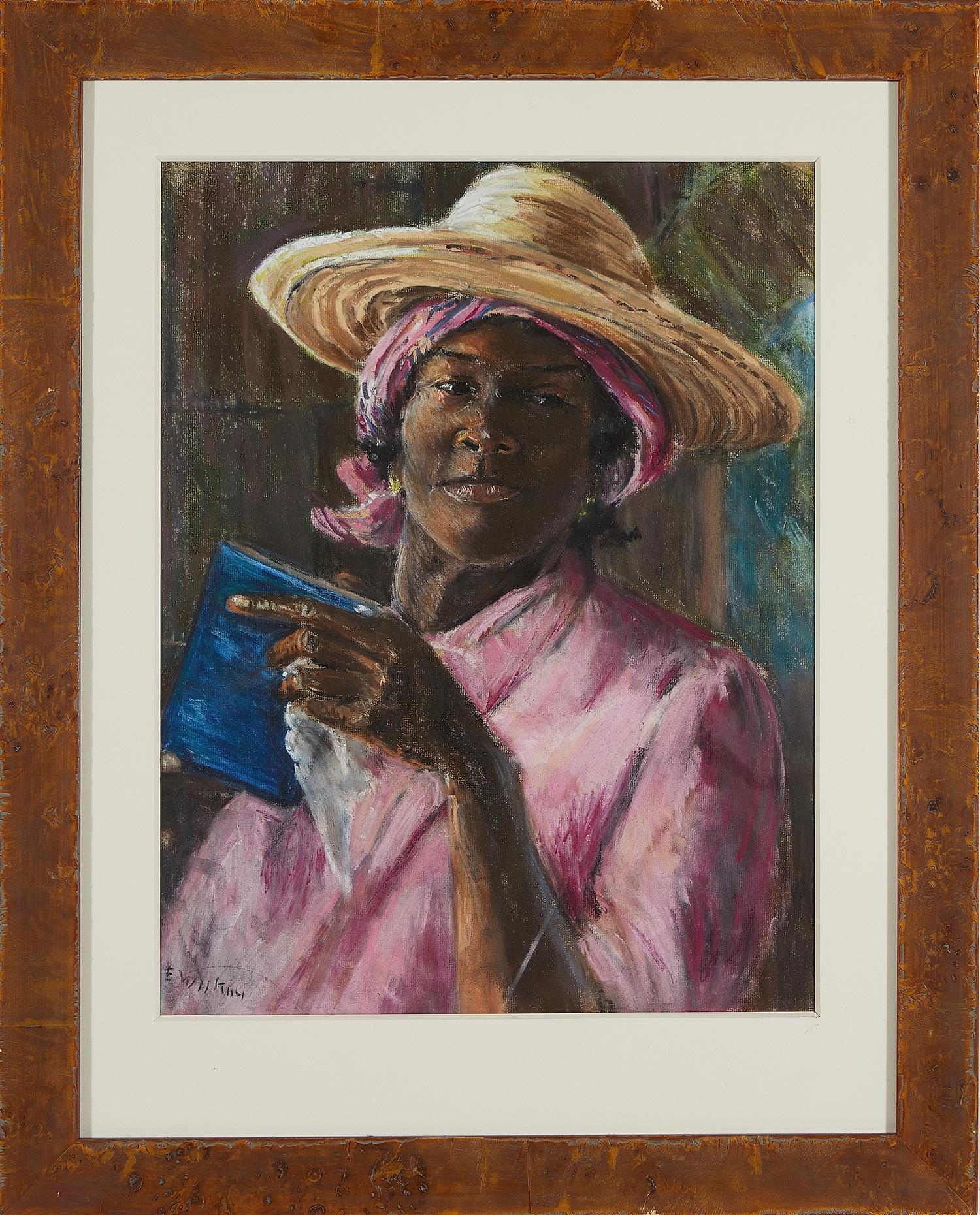 Emma Cheves Wilkins | WOMAN WITH STRAW HAT (1870) | MutualArt