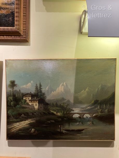 J Marx | Mountain landscape with bridge | MutualArt