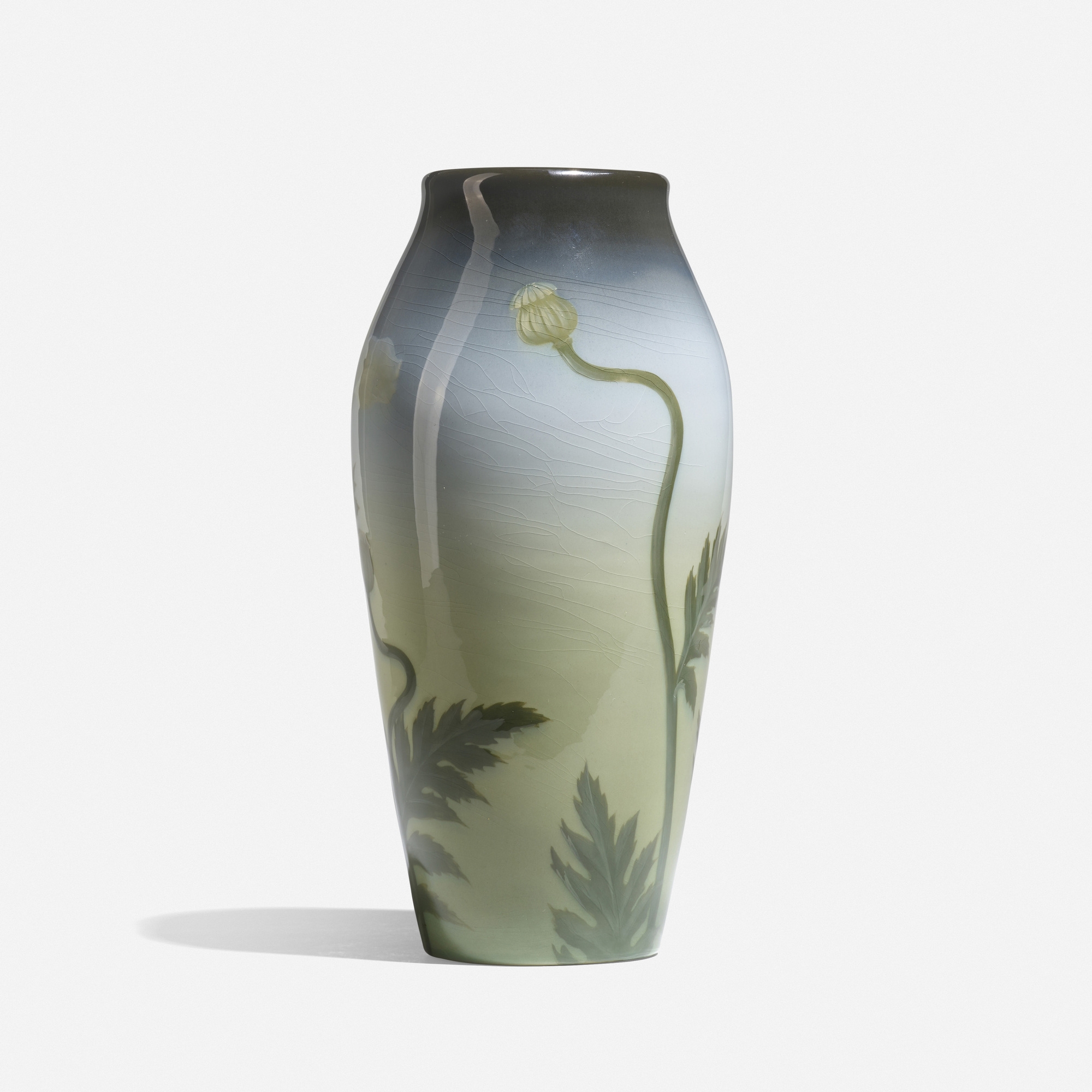 Carl Schmidt | Fine and Tall Iris Glaze vase with poppies (1907 ...