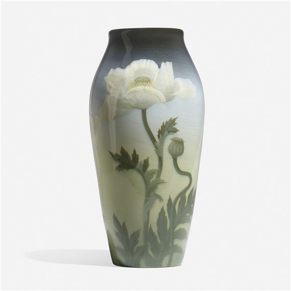 Carl Schmidt | Fine and Tall Iris Glaze vase with poppies (1907 ...