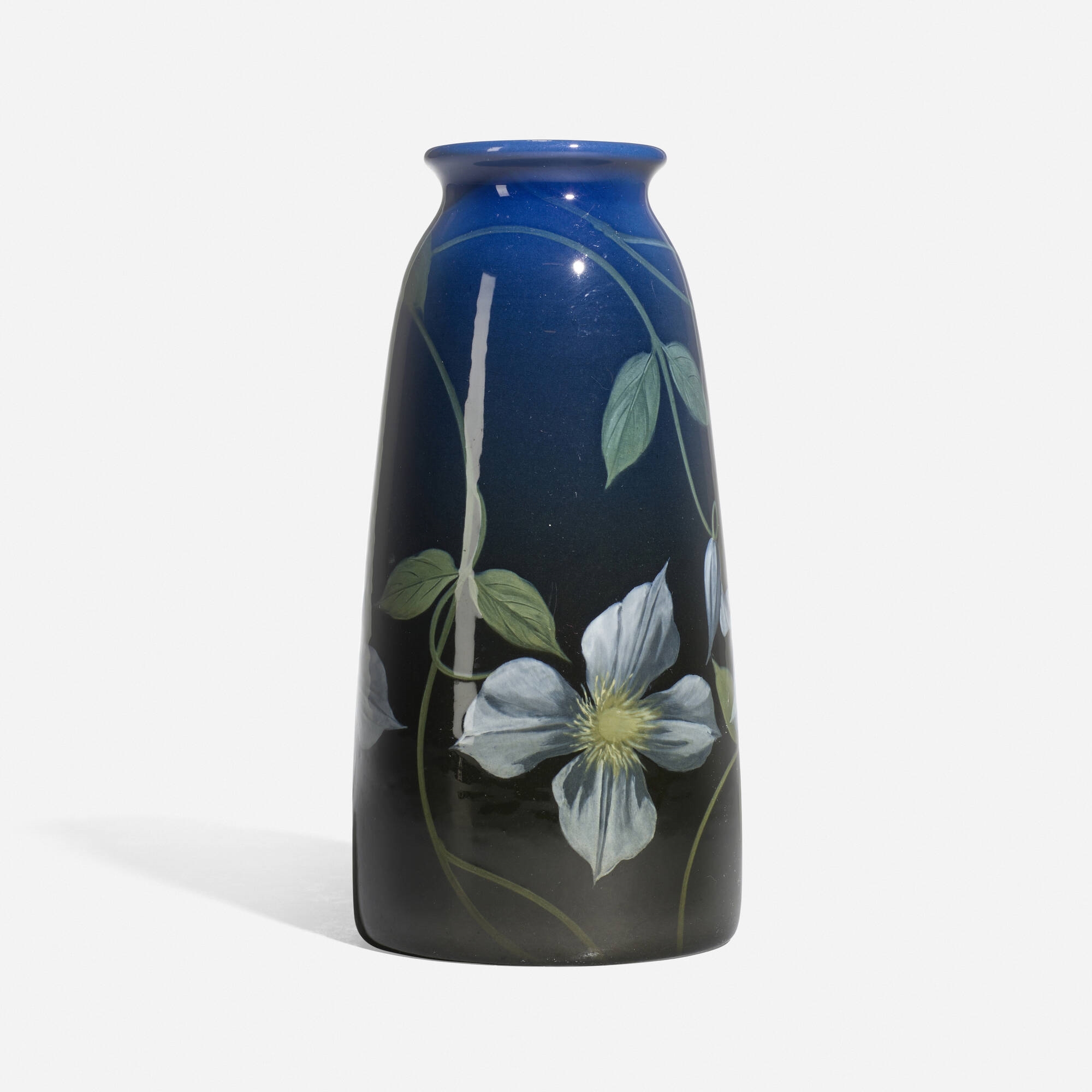 Carl Schmidt | Fine Black Iris Glaze vase with clematis (1911) | MutualArt