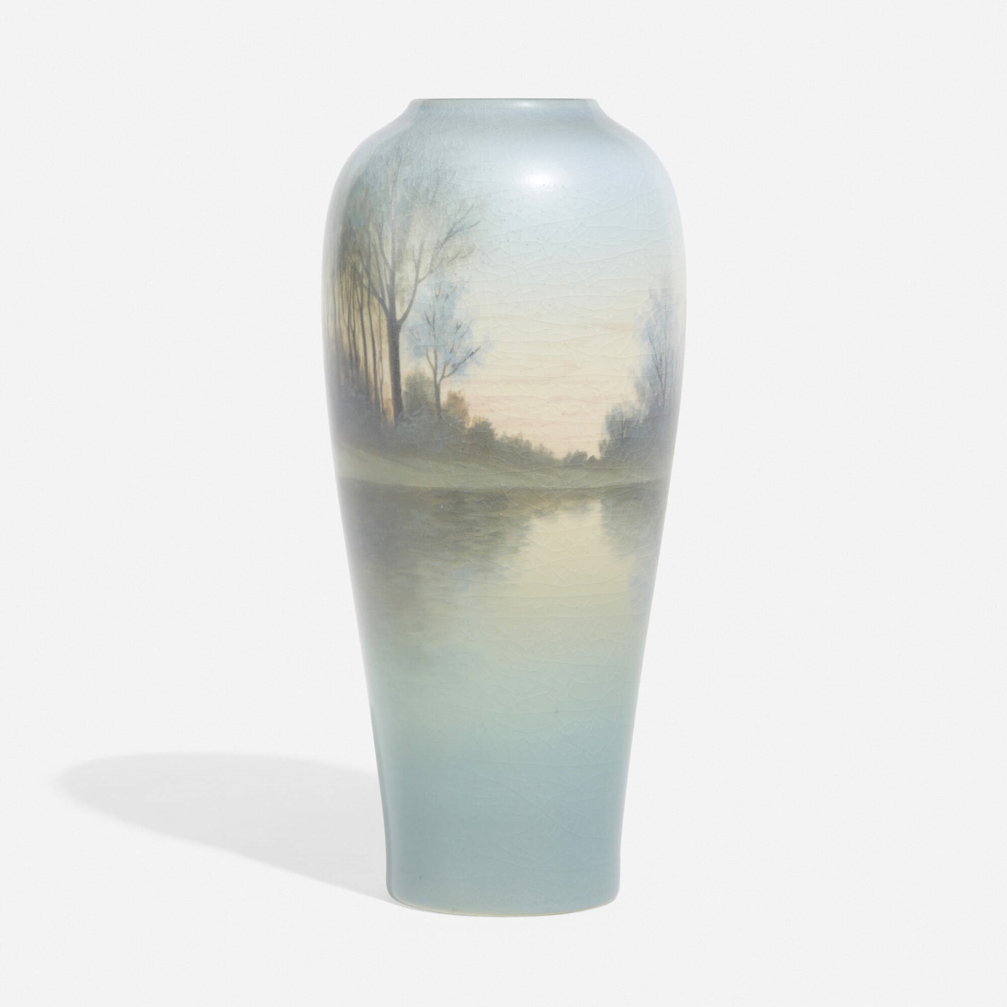 Carl Schmidt | Twilight scenic Vellum vase with dense forest and ...