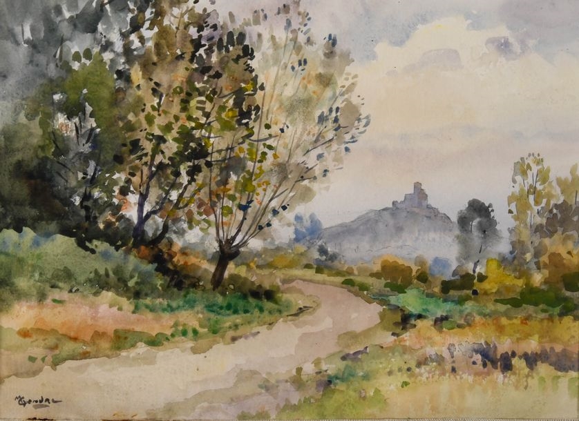 Marcel Gendre | Paysage d’automne avec l’Église prieurale de Saint ...
