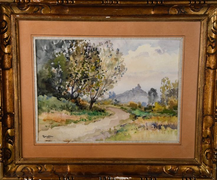 Marcel Gendre | Paysage d’automne avec l’Église prieurale de Saint ...