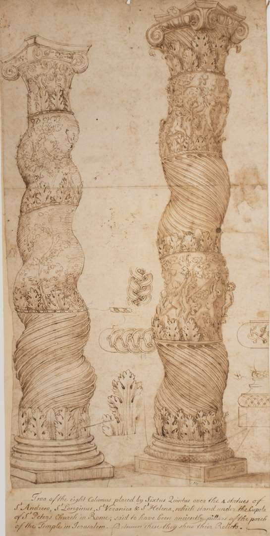Florentine School, 17th Century | A design for two Solomonic columns ...