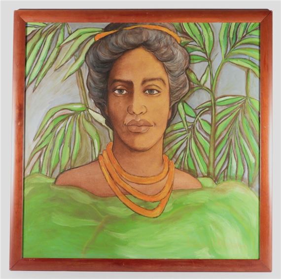 Allen Akina | Allen Akina Portrait of a Hawaiian Woman Painting | MutualArt