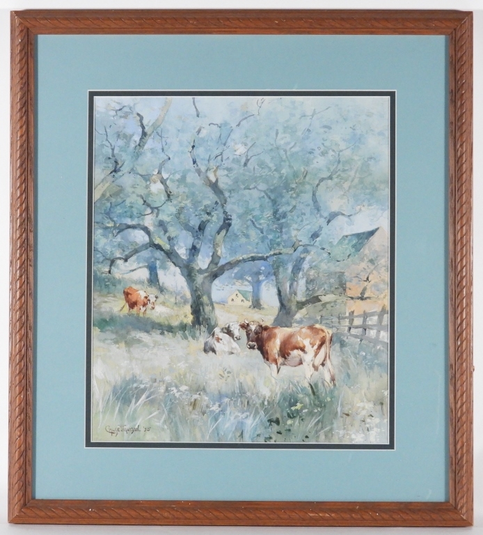Charles Chase Emerson | Charles Chase Emerson Grazing Cows WC Painting ...