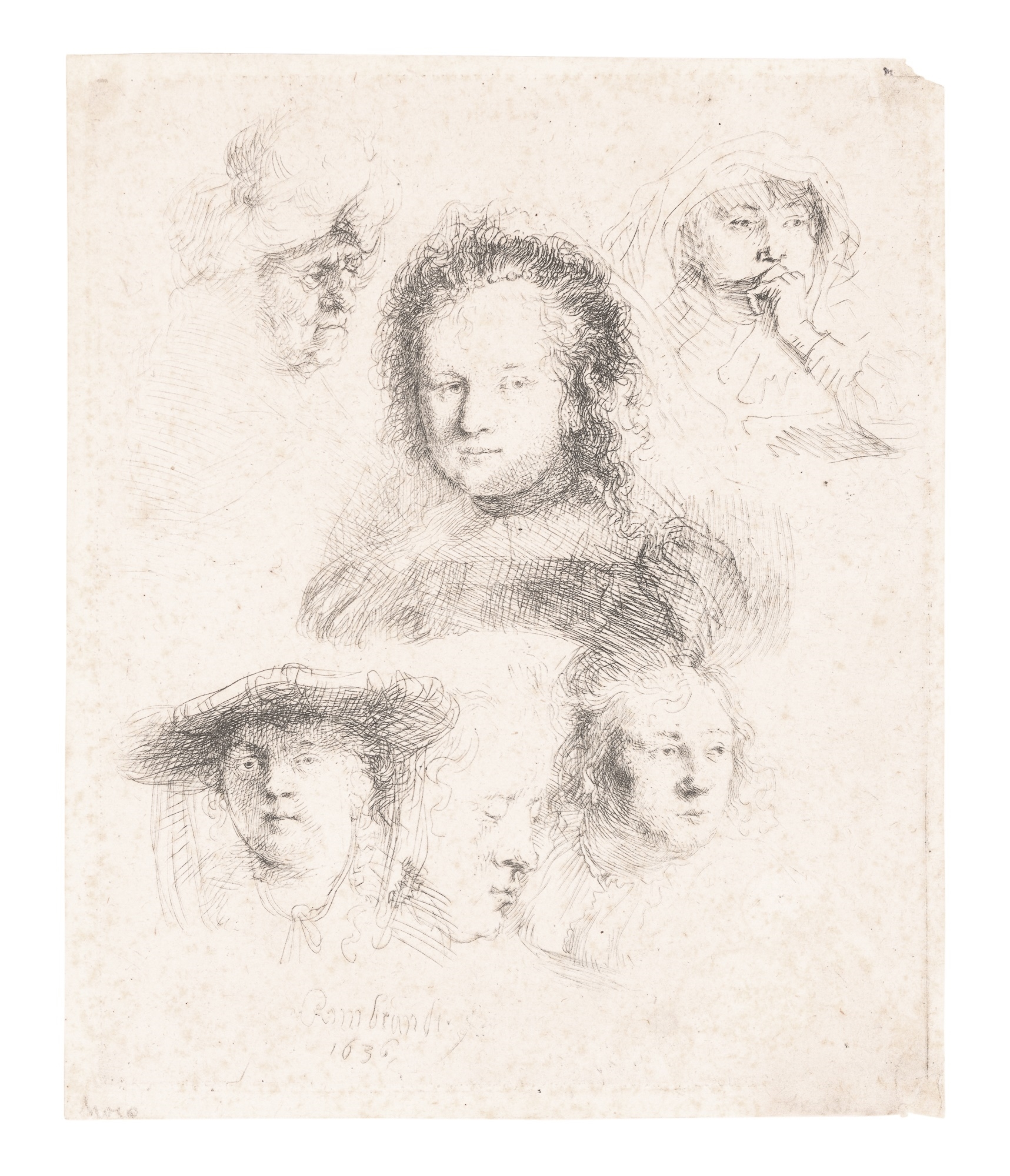 Rembrandt van Rijn | STUDIES OF THE HEAD OF SASKIA AND OTHERS (BARTSCH ...