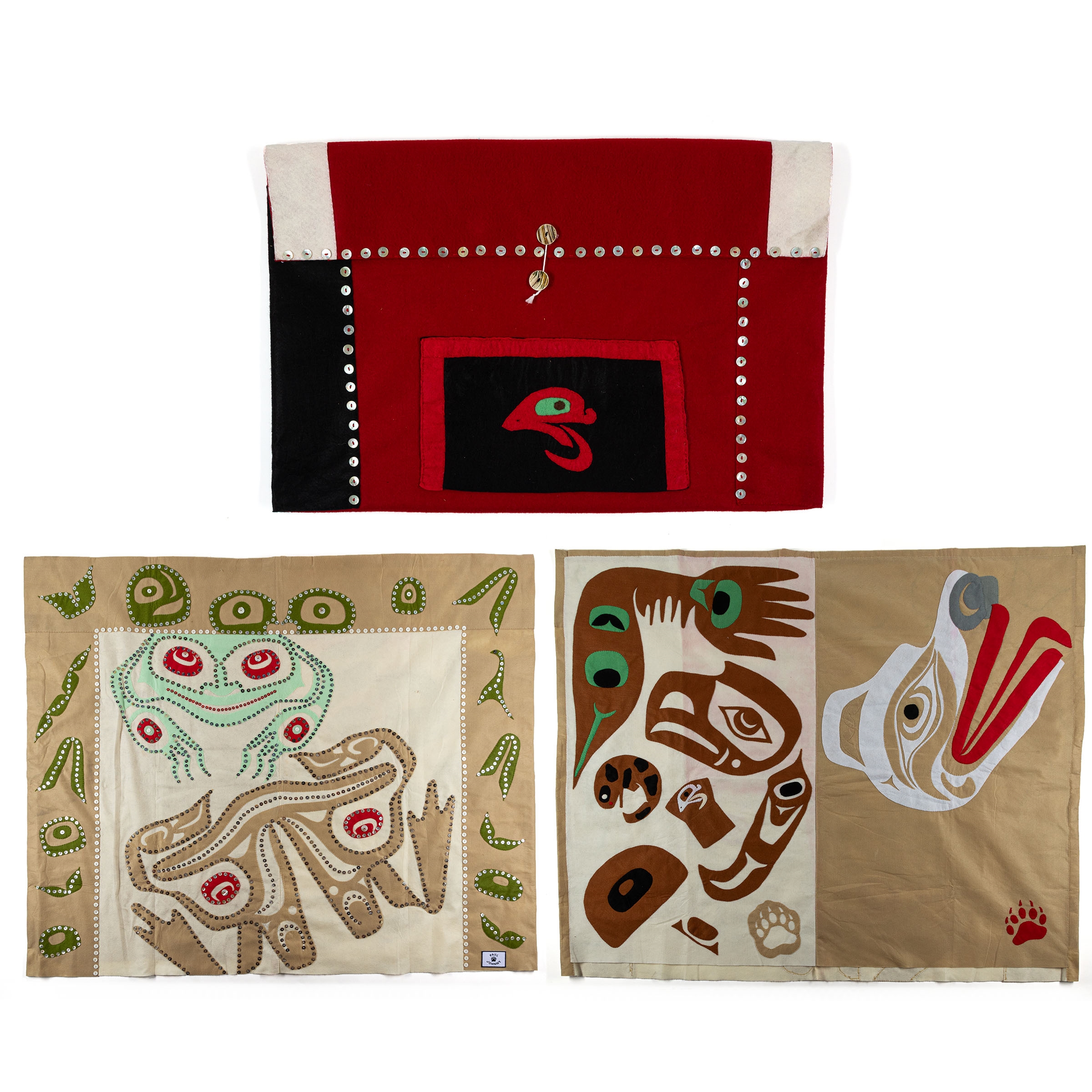 Paul Johnny | BUTTON BLANKET WITH OPPOSING DESIGNS ALONG WITH A BLANKET ...