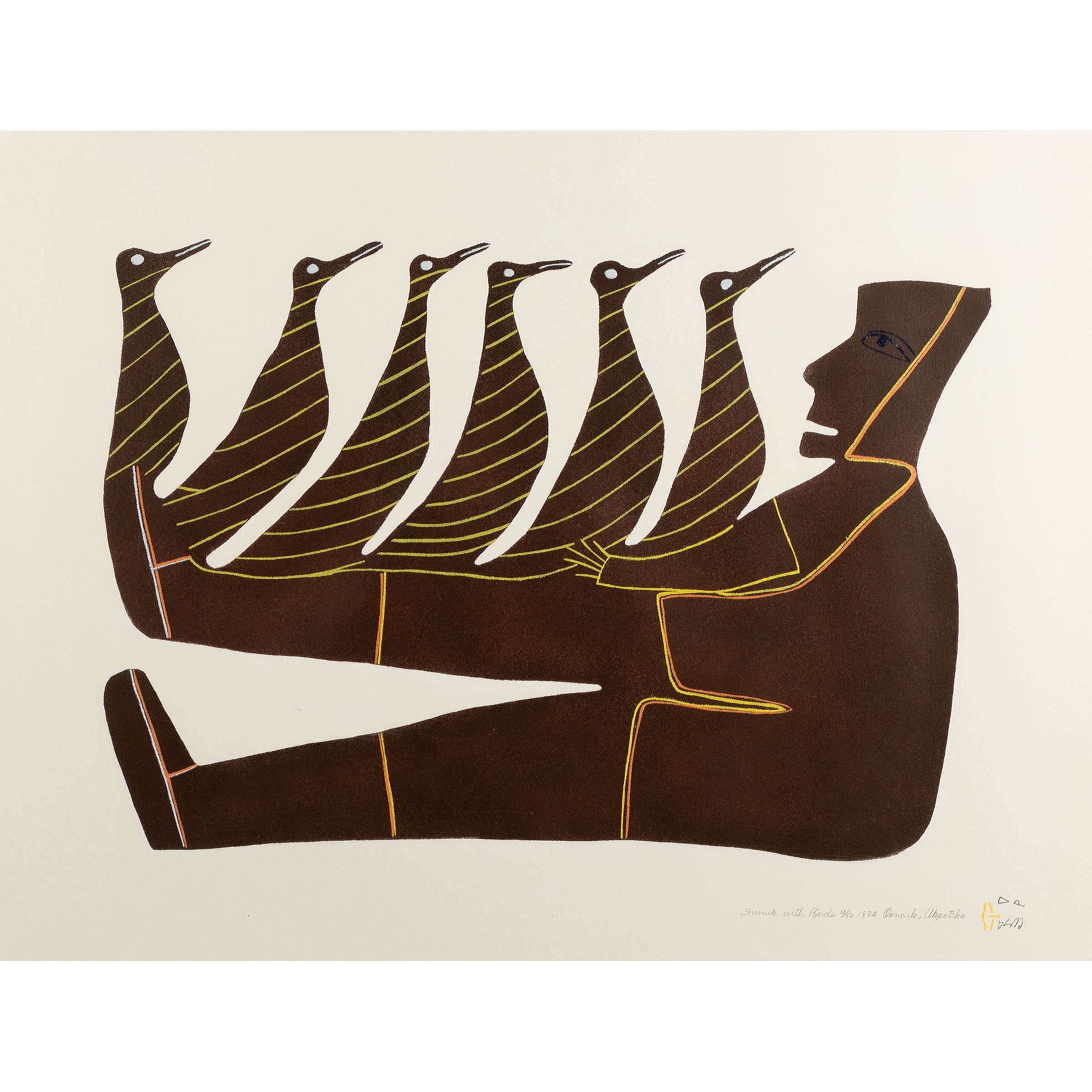 Jessie Oonark | INUK WITH BIRDS, 1974 (1974) | MutualArt