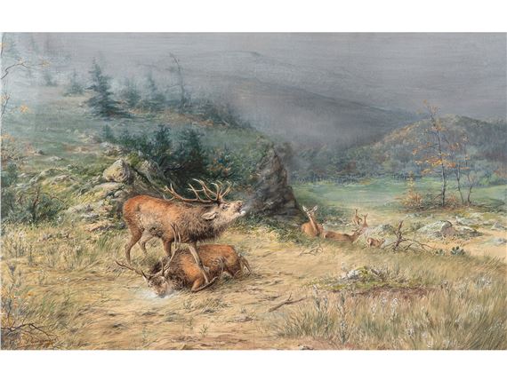 Franz Xaver von Pausinger | The stag fight | MutualArt