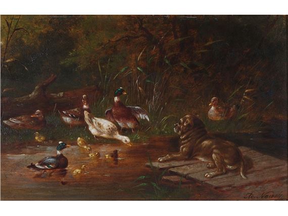 Adolf Nowey | The swimming lesson (1835) | MutualArt