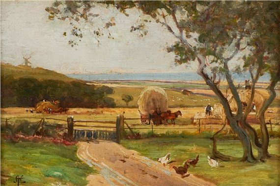 Sir Alfred East | Alfred East (1849-1913): Farm Landscape | MutualArt