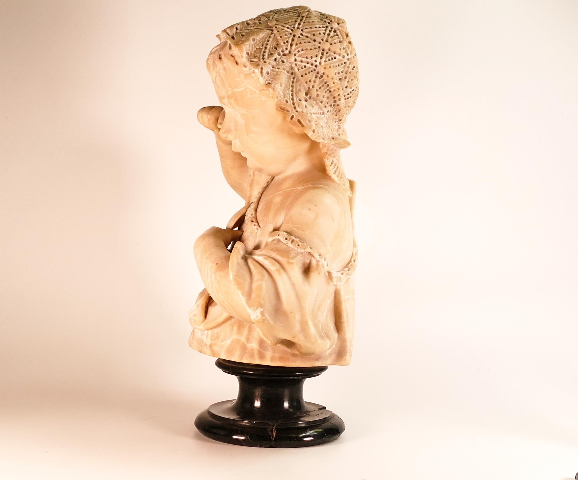 Italian School | Italian carved alabaster bust of an upset child ...