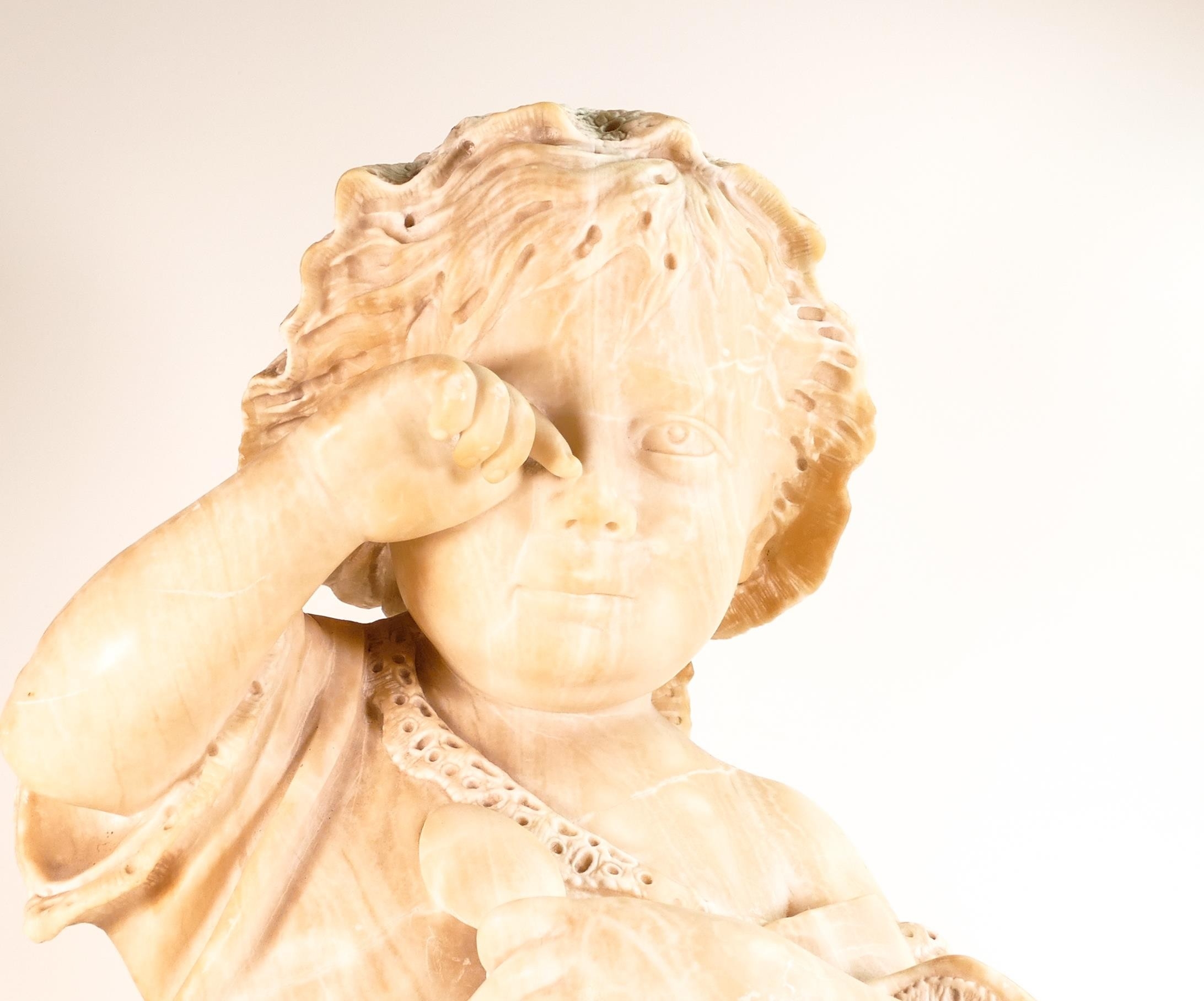 Italian School | Italian carved alabaster bust of an upset child ...