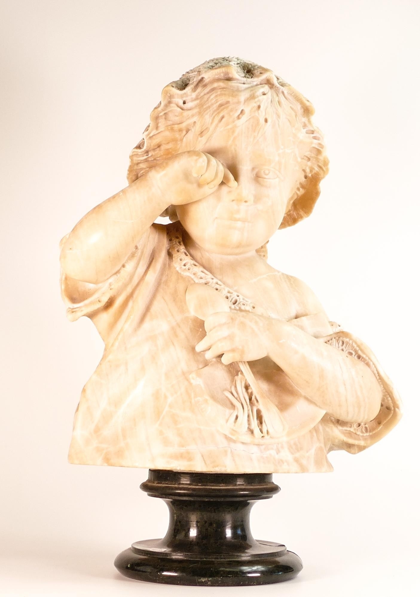 Italian School | Italian carved alabaster bust of an upset child ...