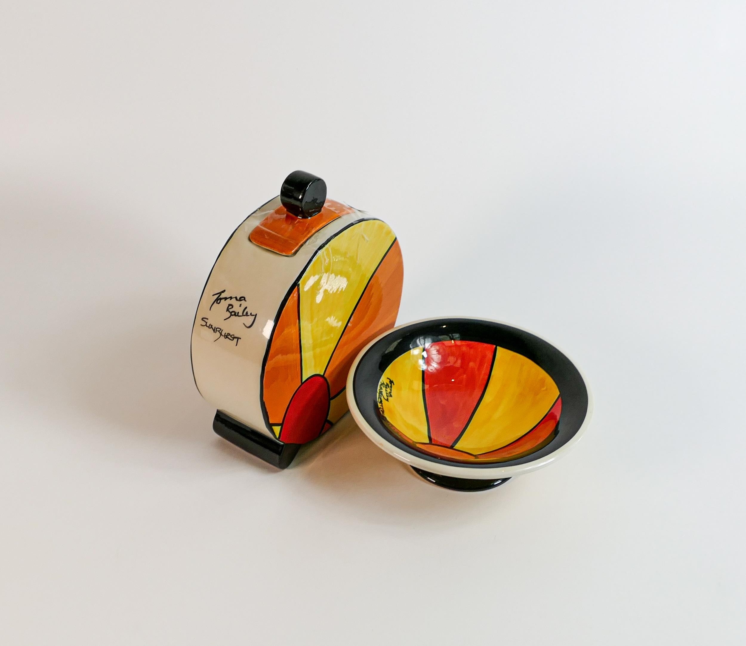Lorna Bailey | Lorna Bailey large Sunburst pattern lidded pot & small ...