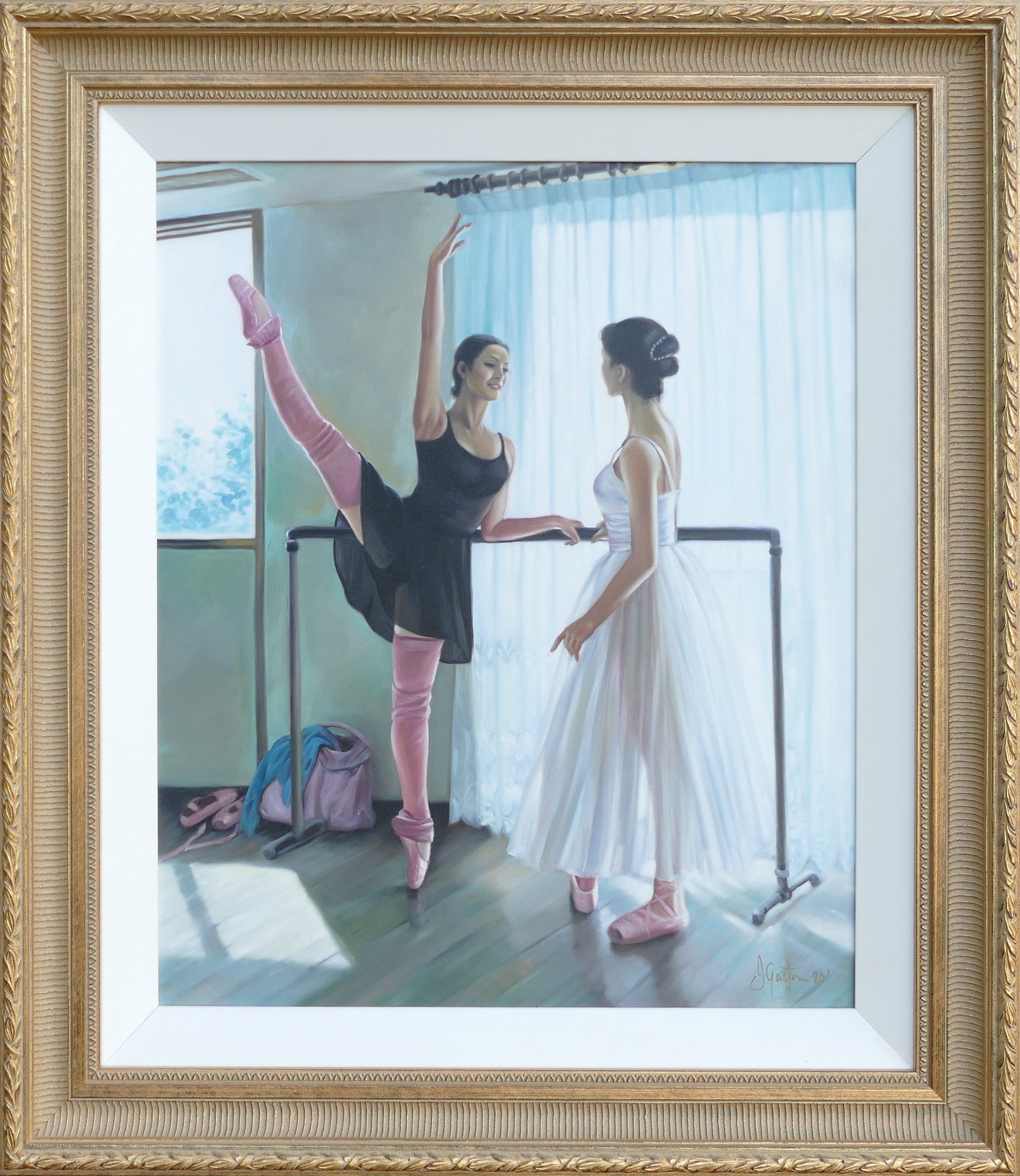 J. Gaston | J GASTON. Signed oil on canvas depicting a ballerina with ...