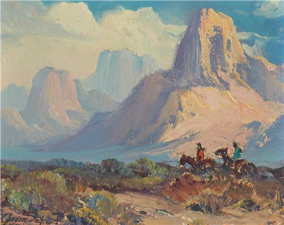 Fred Grayson Sayre | Cowboys riding in a desert landscape | MutualArt