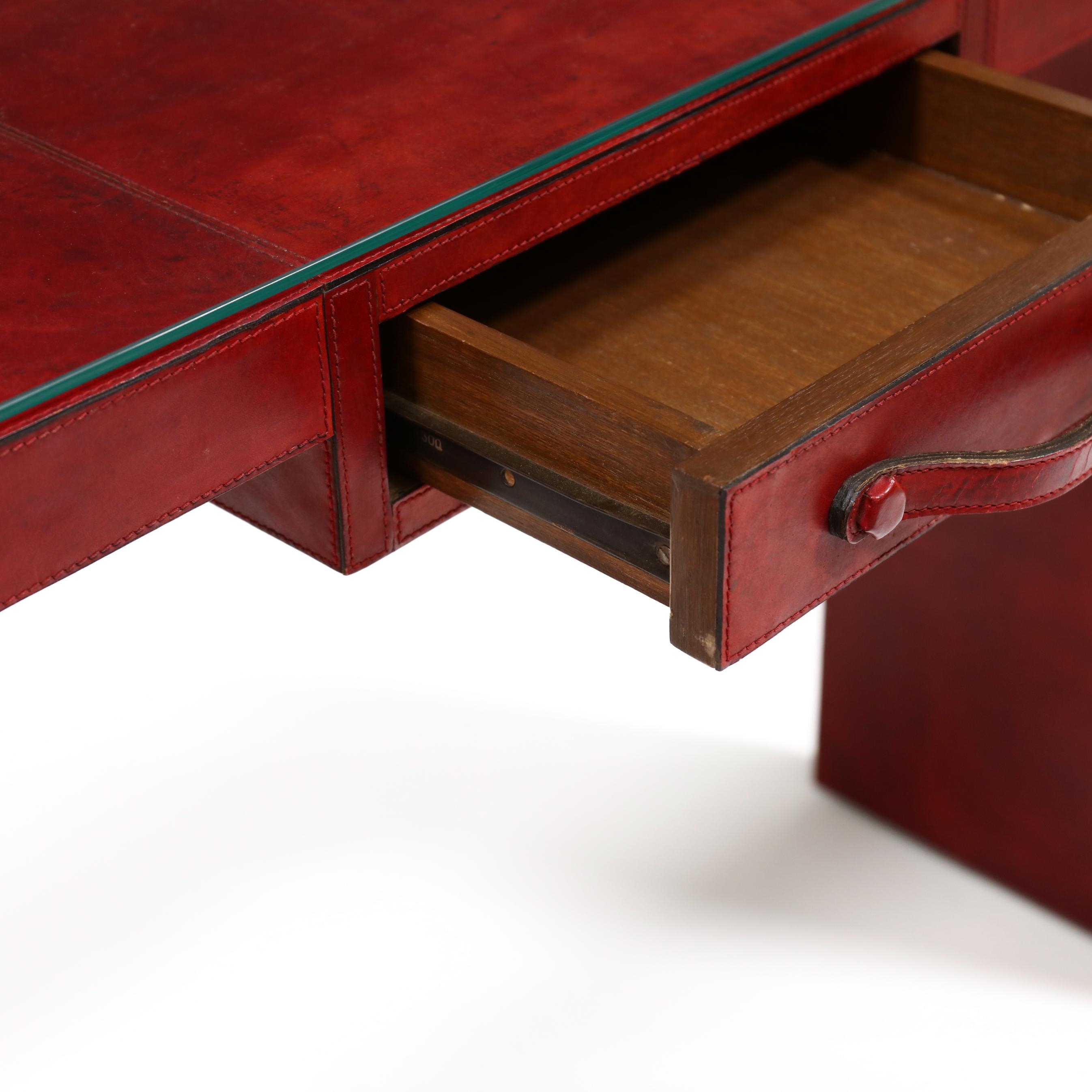 Jacques Adnet | Leather Wrapped Console Table | MutualArt