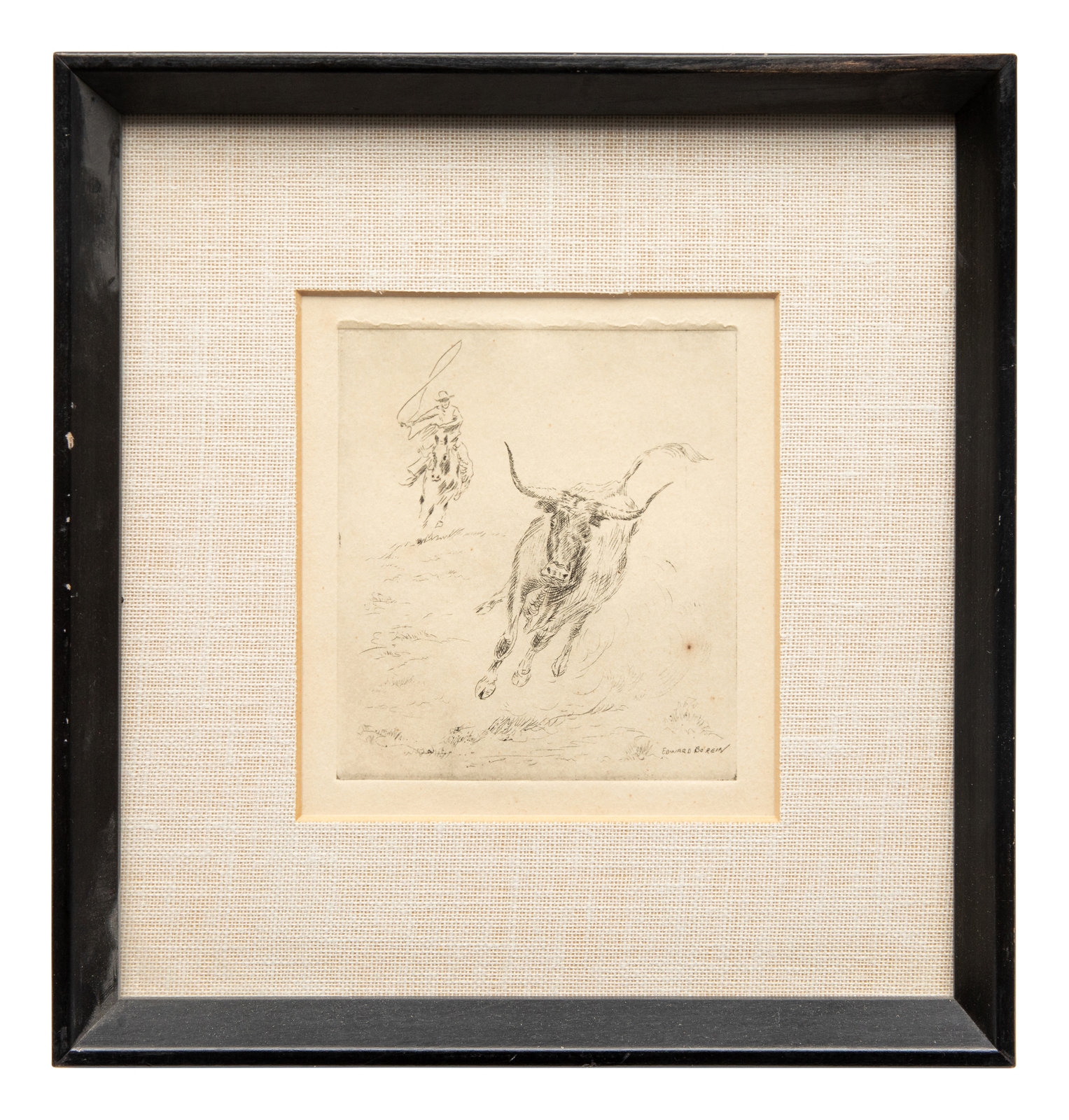Edward Borein | Cowboy Roping Steer | MutualArt