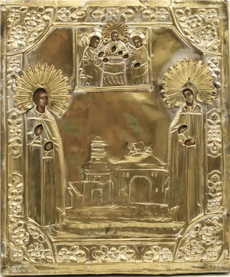 Russian School | VIRGIN MARY & ST. THEODORE | MutualArt