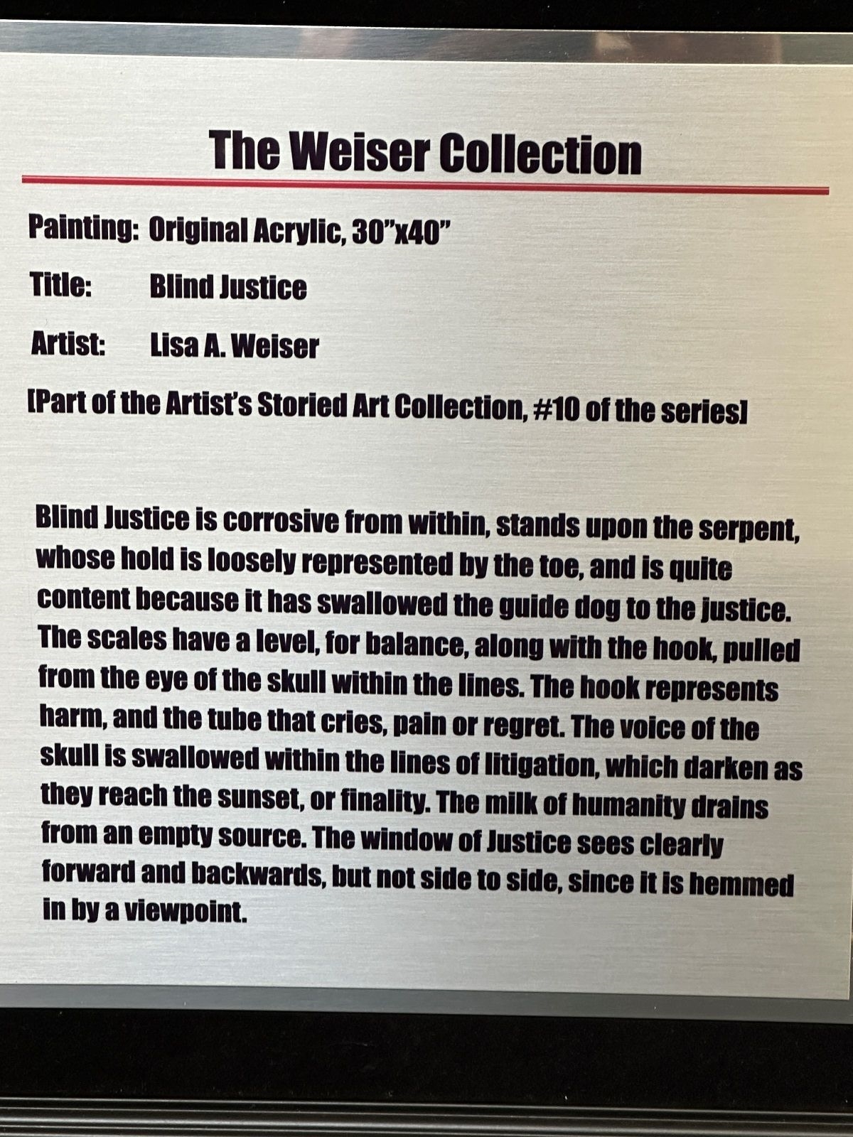 Lisa Weiser | Lisa Weiser Original Acrylic on Canvas Blind Justice ...