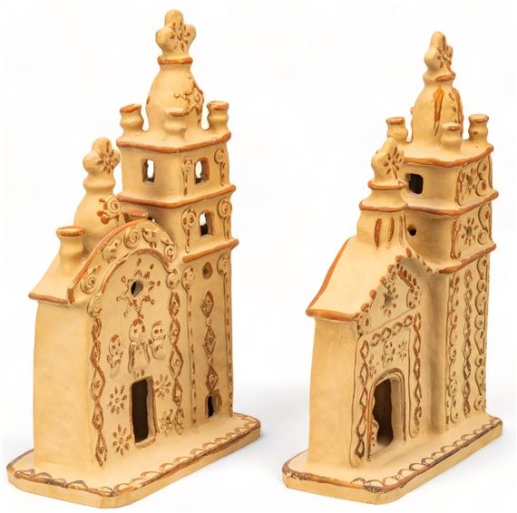Pedro Hernández Carlos | Pair of Ceramic Churches | MutualArt