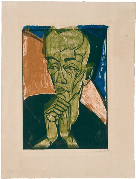 Erich Heckel | Männerbildnis (Selbstbildnis) (1919) | MutualArt