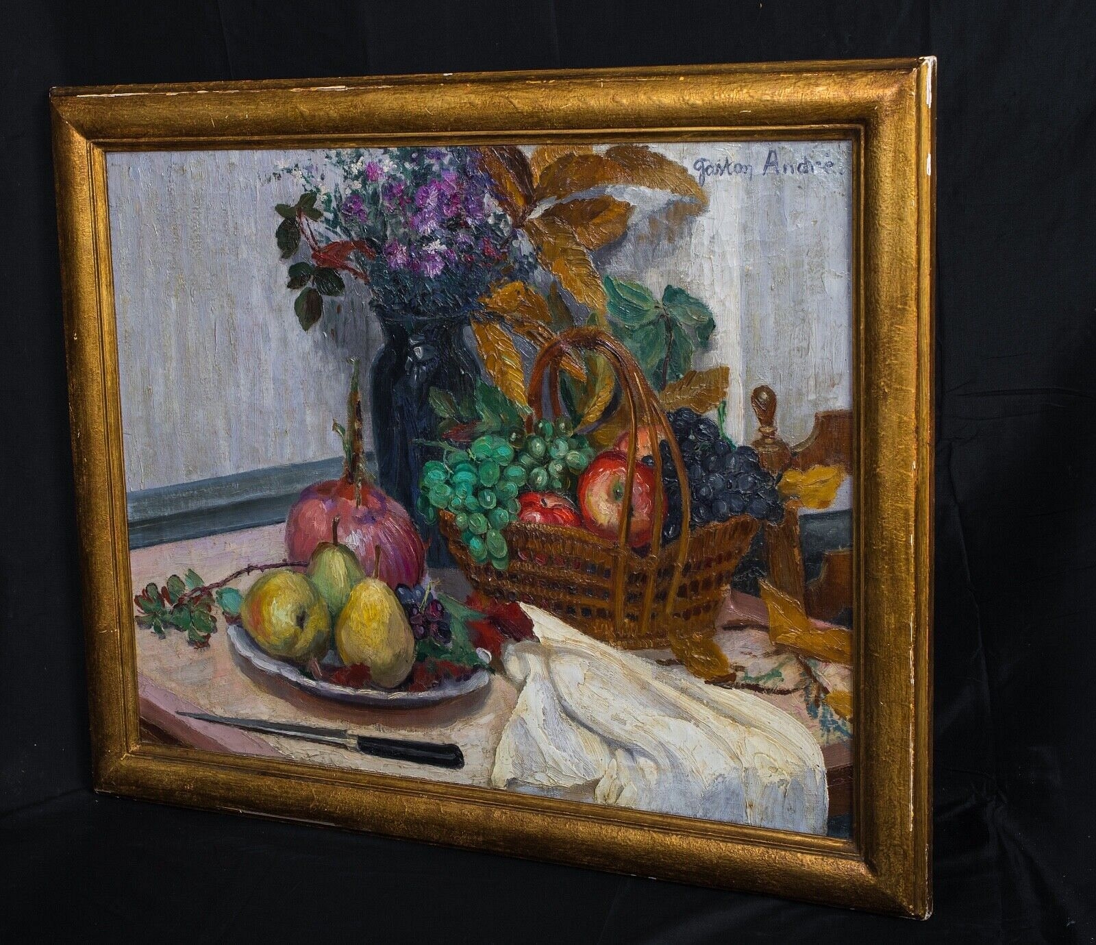 Gaston Andre | STILL LIFE OF FRUIT AND FLOWERS OIL PAINTING (Early 20th ...