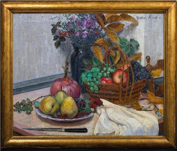 Andre Gaston | STILL LIFE OF FRUIT AND FLOWERS OIL PAINTING (Early 20th ...