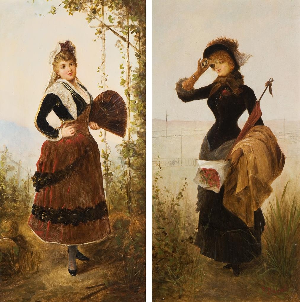 P. Duval | Pendant full-length portraits of ladies | MutualArt